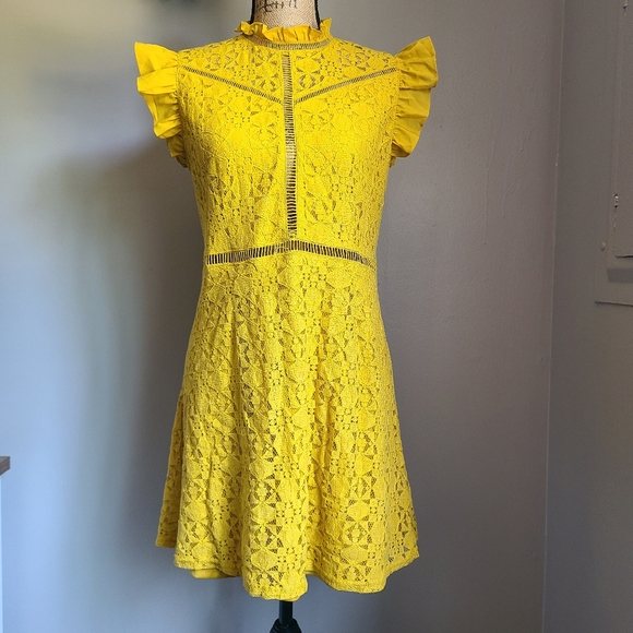 Altar'd State | Dresses | Altard State Mustard Yellow Lace Crochet ...